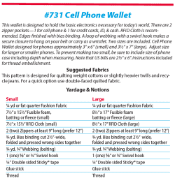 #731 Cell Phone Wallet Pattern - Ghee's | HandBag Patterns | Sewing Notions